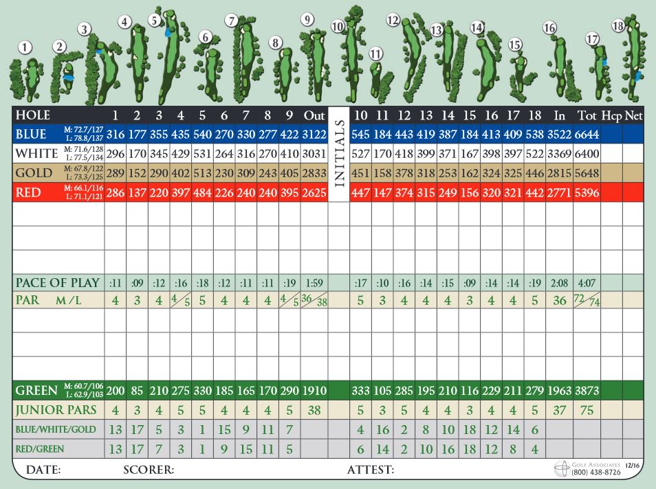 Scorecard - Tianna Country Club