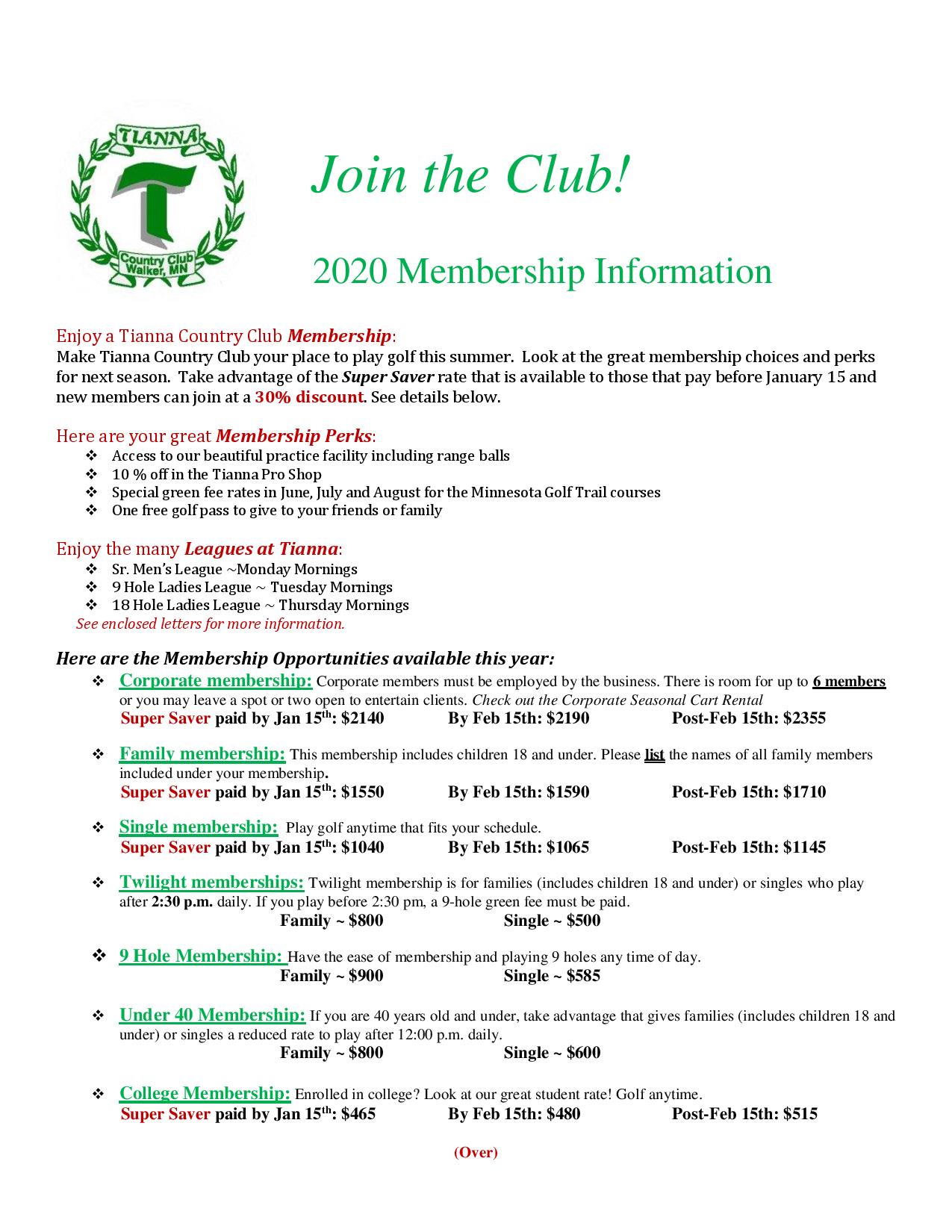 Membership - Tianna Country Club