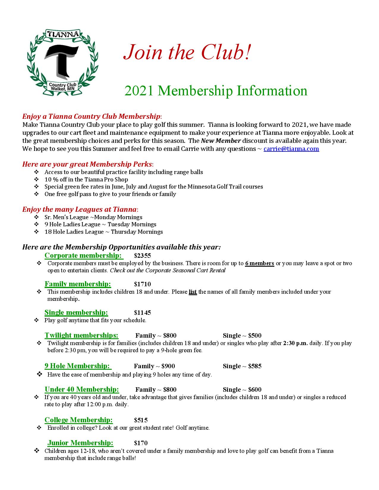 Membership - Tianna Country Club
